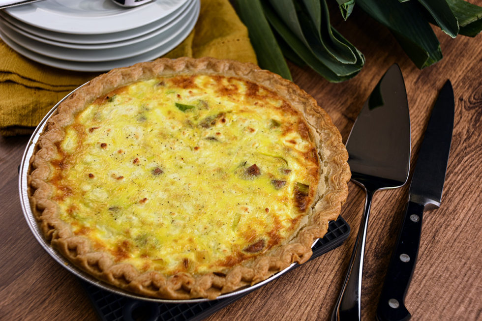 Leek, Goat Cheese and Chicken Apple Sausage Quiche | Sunshine Rising